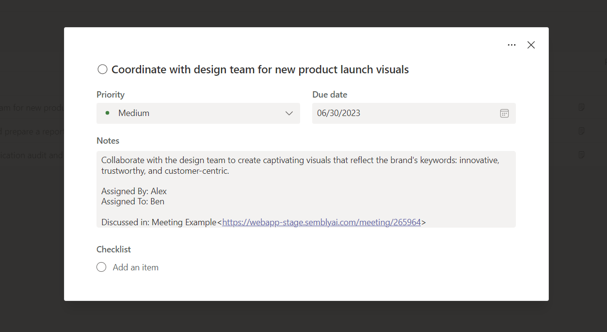 Send your Tasks to Teams Planner – Sembly AI